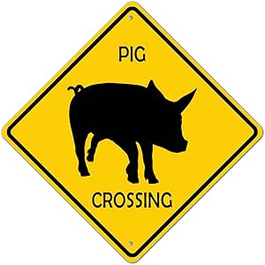 Amazon.com: 10 Inch Pig Crossing Sign Caution Pig Xing Warning Metal ...