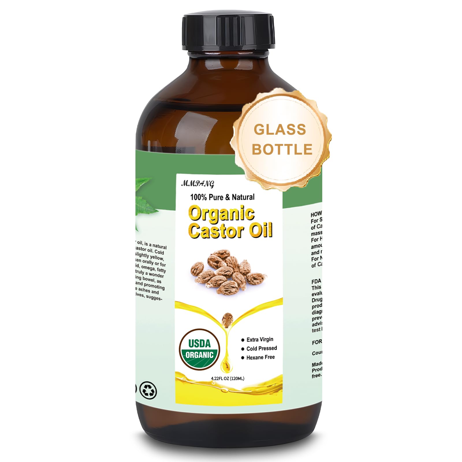 Amazon.com: MMPANG Organic Castor Oil Cold Pressed, 100% Pure, Virgin ...