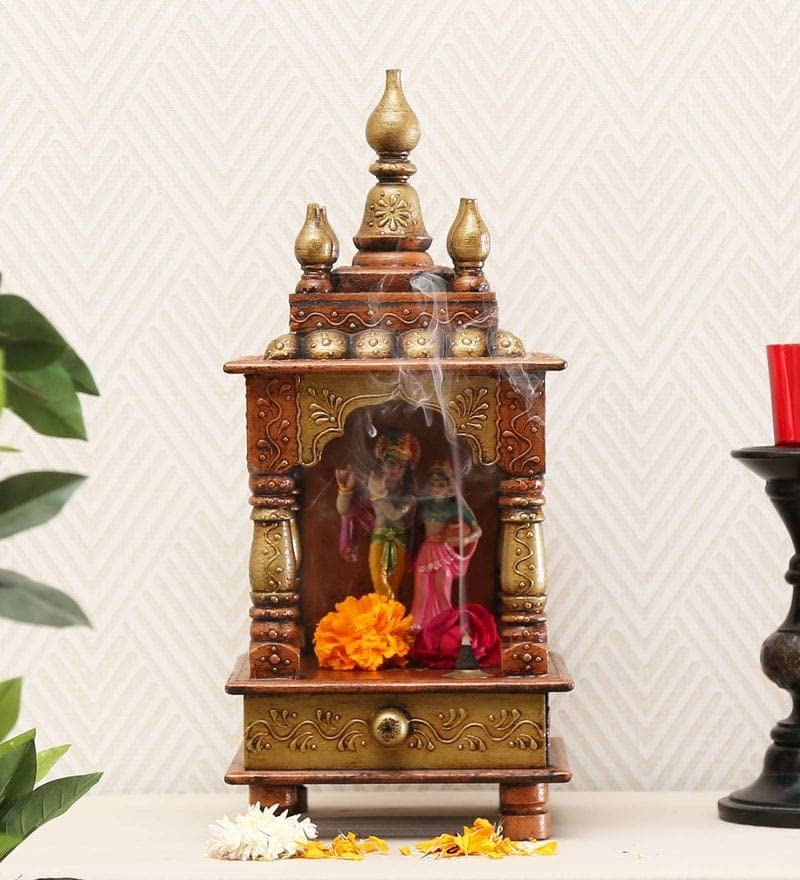Buy CRAFT TREE Mango Wood Pooja Mandir Without Door Wooden Furniture ...