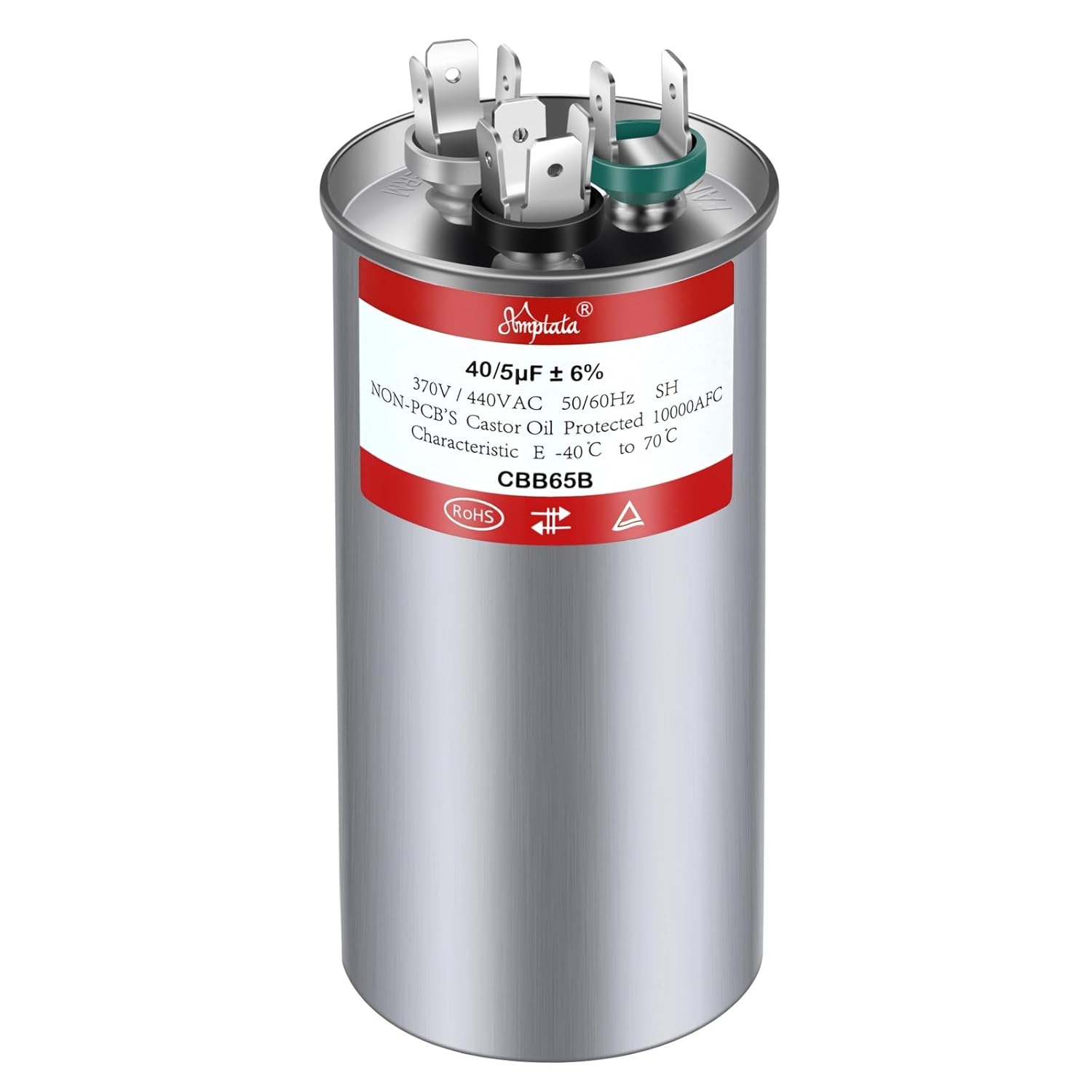 Capacitor for AC 40uf + 5uf 370VAC/440 Volt CBB65 Run Start Capacitor ...