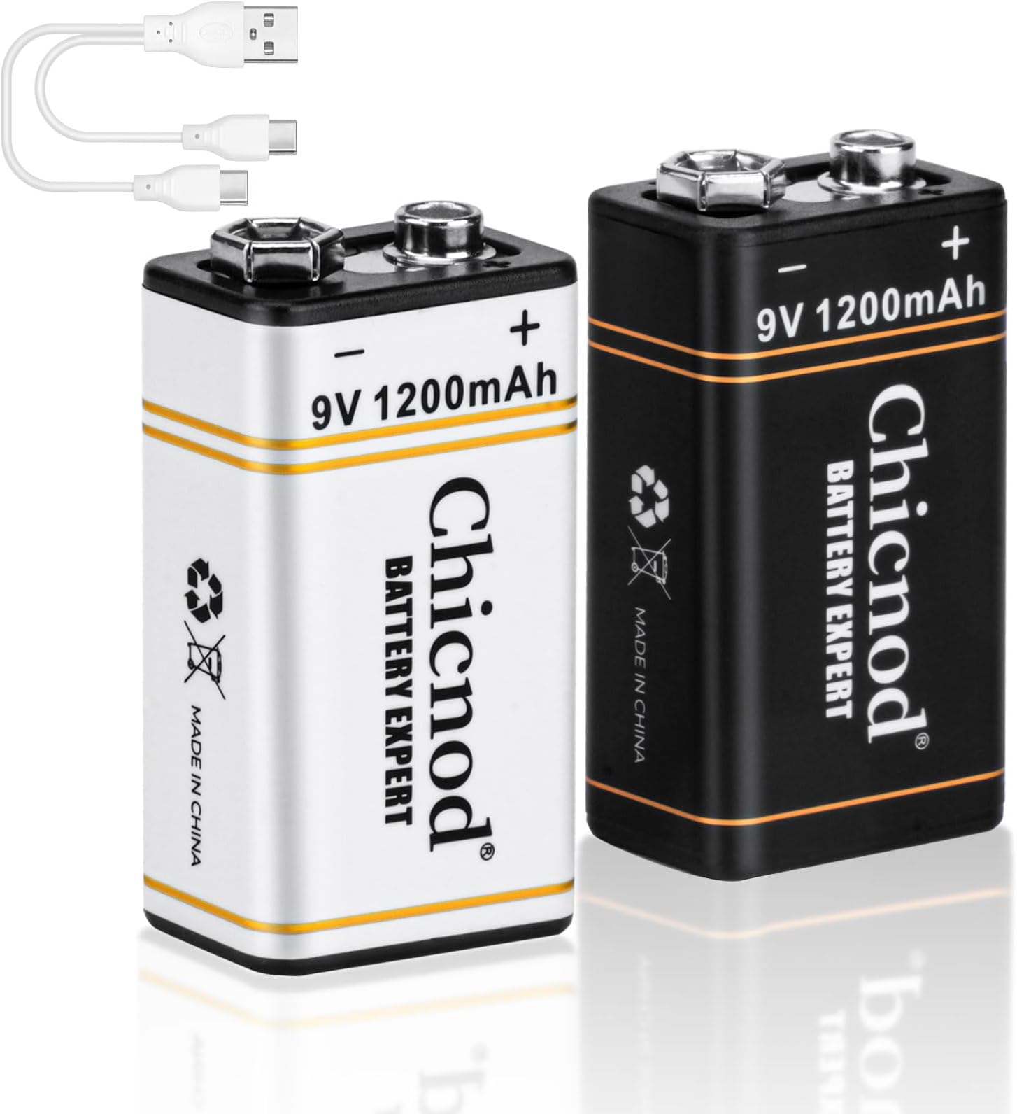 Amazon.com: CHICNOD 9V Batteries-Li-ion Rechargeable 9V Batteries ...