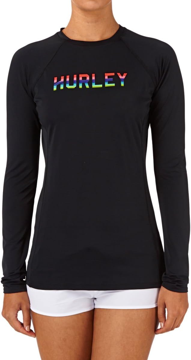 Hurley Juniors Stormy Long Sleeve Rash Guard, Black, X-Large at Amazon ...