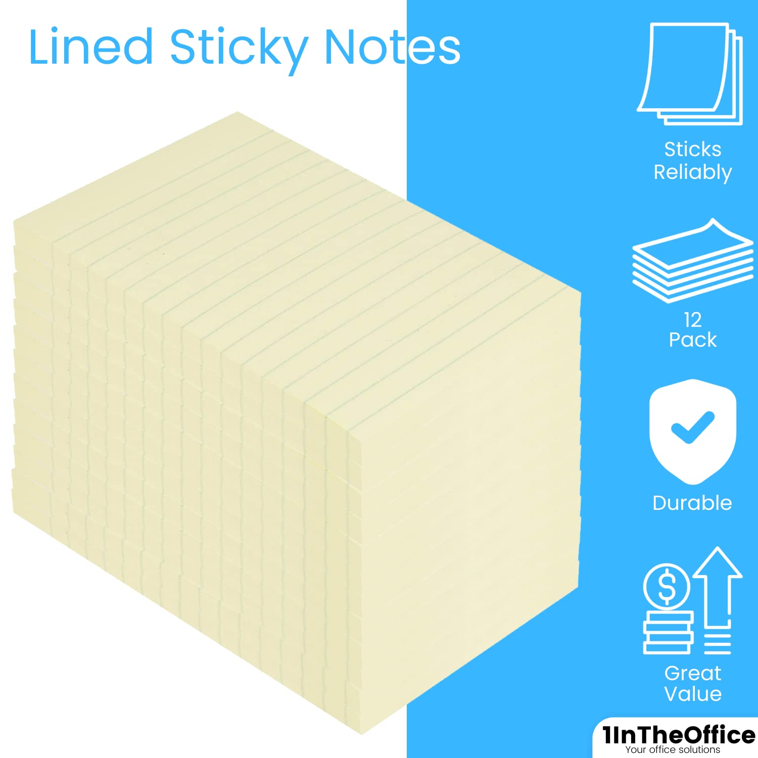 Snapklik.com : 1IntheOffice Lined Sticky Notes 4x6, Post It Notes Lined ...