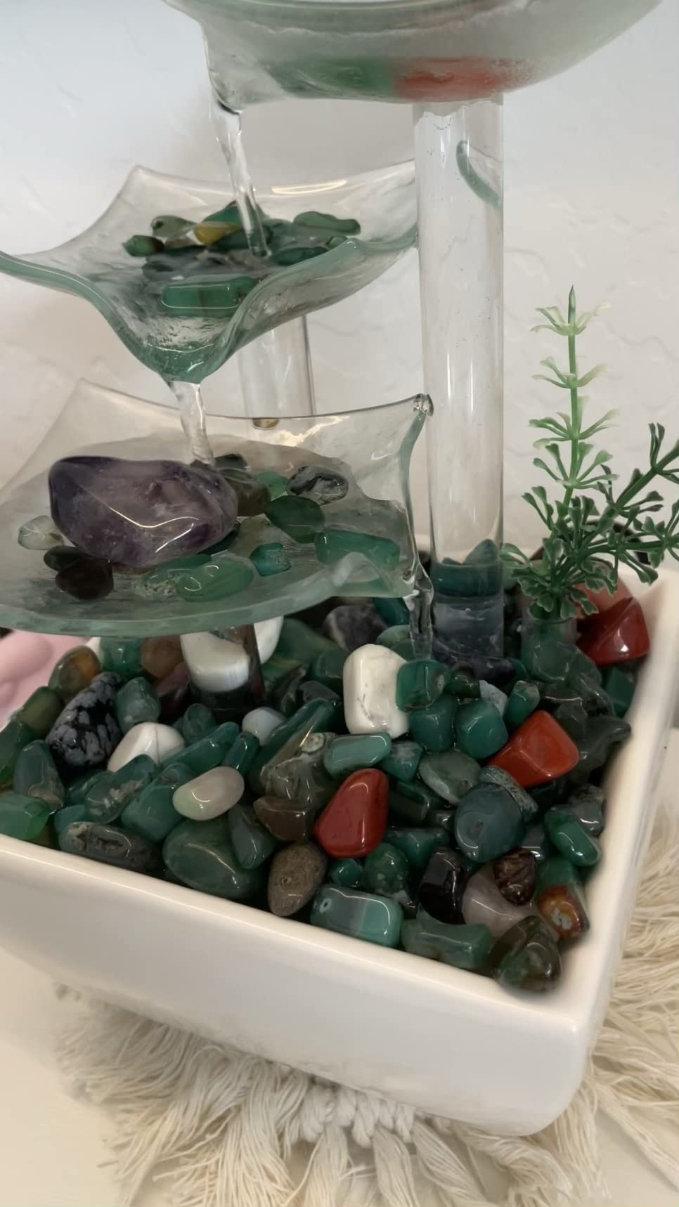 $9/mo - Finance Ceramic and Glass Tabletop Fountain for Indoor and Home ...