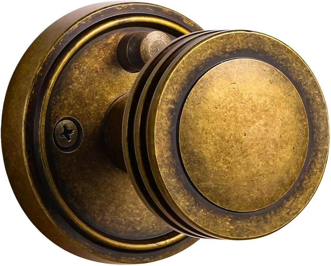 SORWDUERM 1 Pack Antique Brass Door Knob Interior Privacy Door Knobs ...