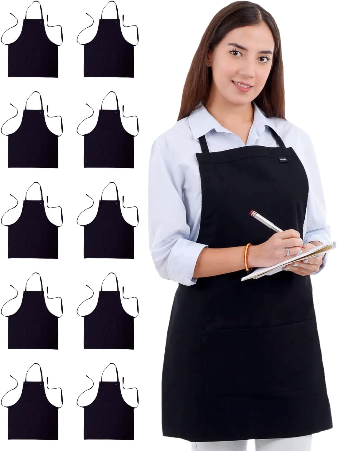 AMBORELLA 10 Mandiles Negros, Gabardina 100% Algodón, Delantales de ...