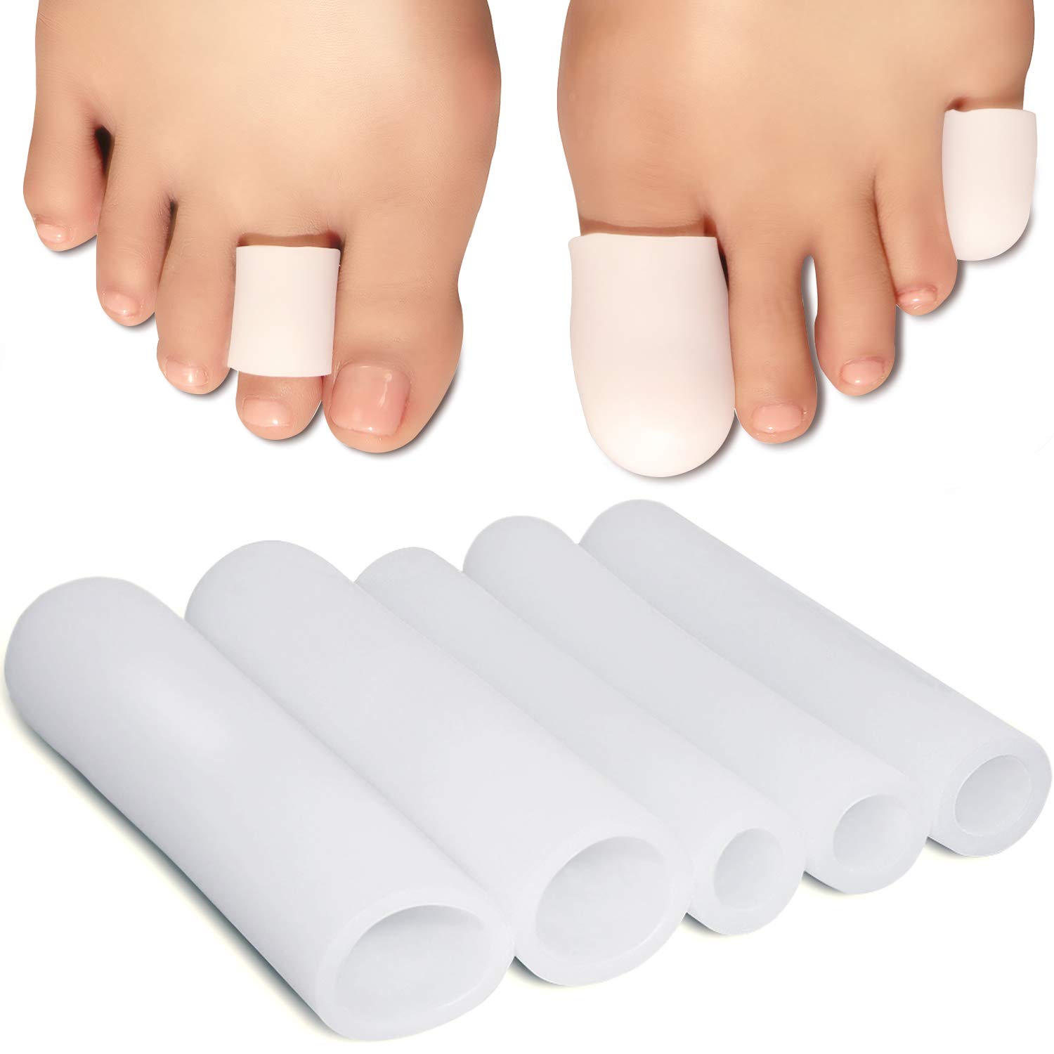 Amazon.com: Gel Toe Caps Toe Protectors, Toe Sleeve Longest Finger ...