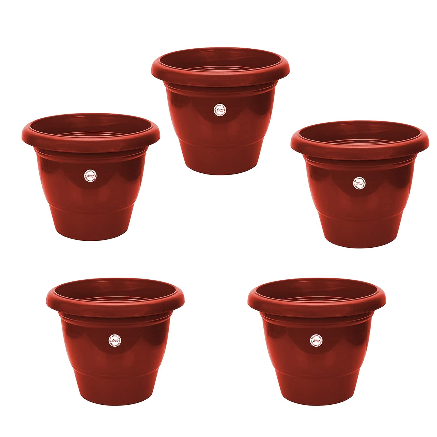 Kraft Seeds Plastic Flower Pots (5 Pcs, 8 Inch, Red) | Gamla Planting ...