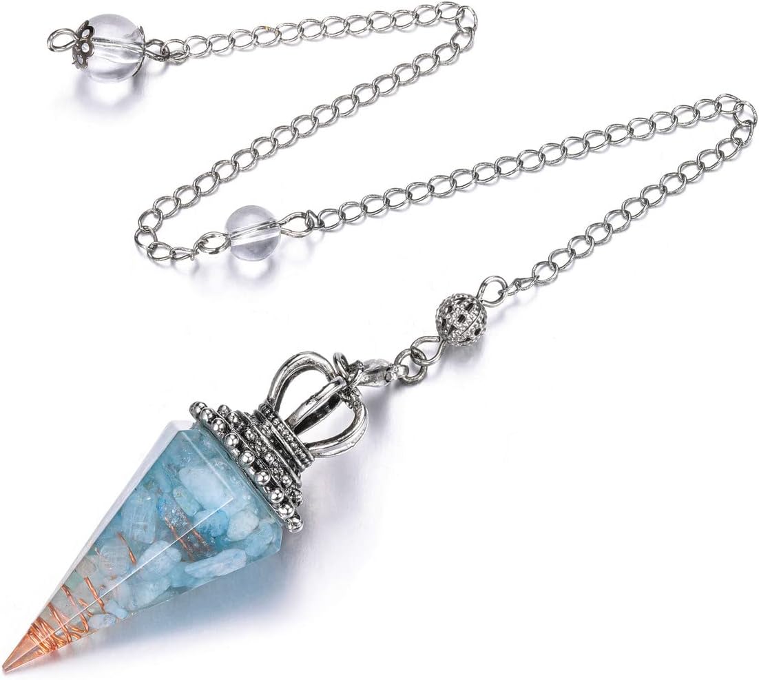 Amazon.com: PESOENTH Pendulum Crystal,Aquamarine Dowsing Crystals ...