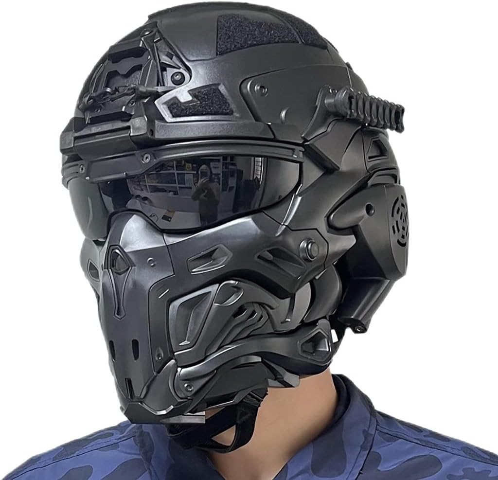 CZMYCBG Tactical All-in-one Full Face Mask Airsoft Helmet Built-in HD ...