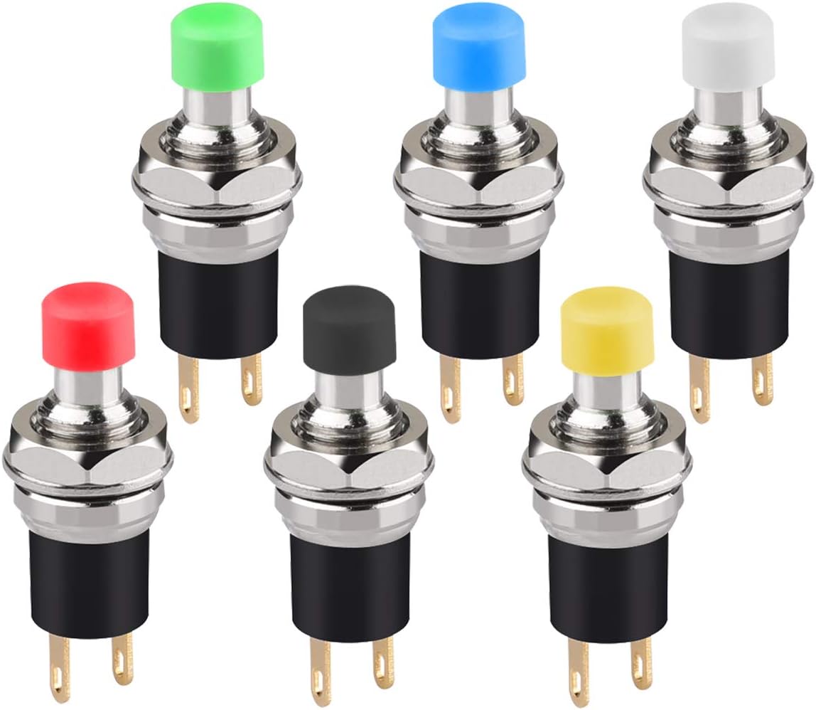 DIYhz 6Pcs Self-Locking SPST Latching Type Dash ON/Off Push Button ...