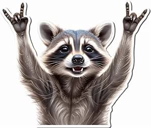 Rocking Raccoon Sticker, Pack of 2, Funny Raccoon Car Decal, 5-Inches ...