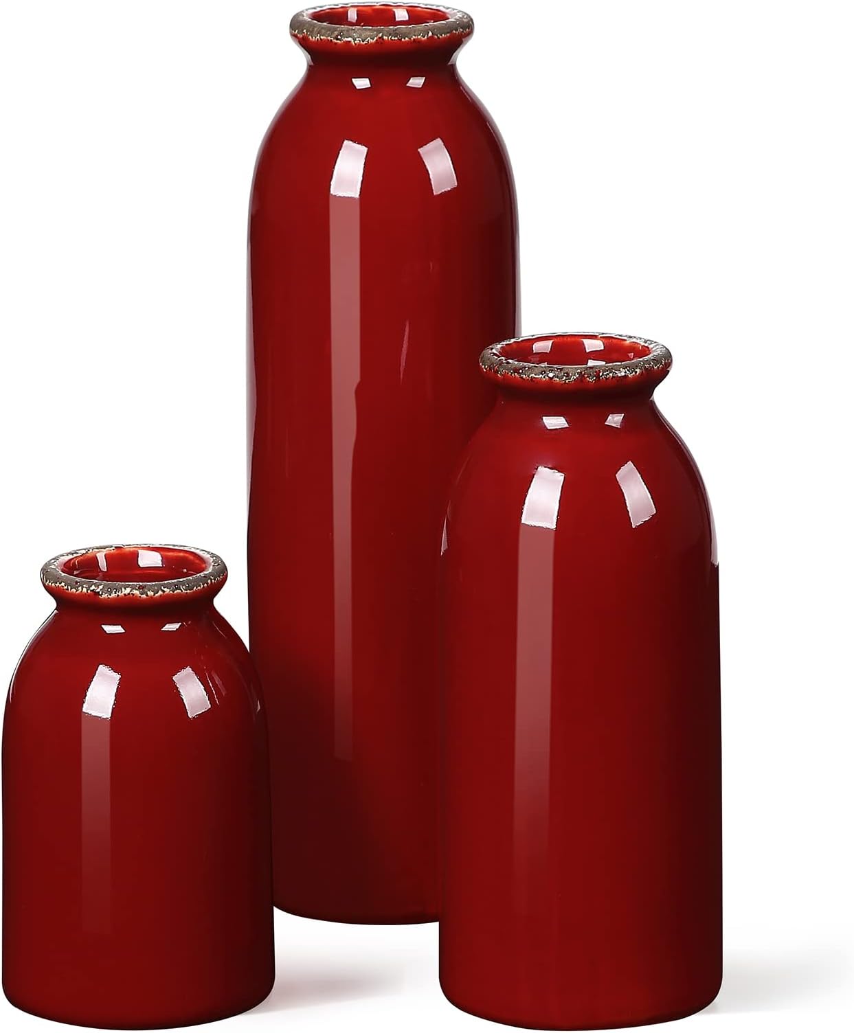 Amazon.com: CwlwGO- Ceramic Vase 3 Piece Set, Small Vases for Country ...