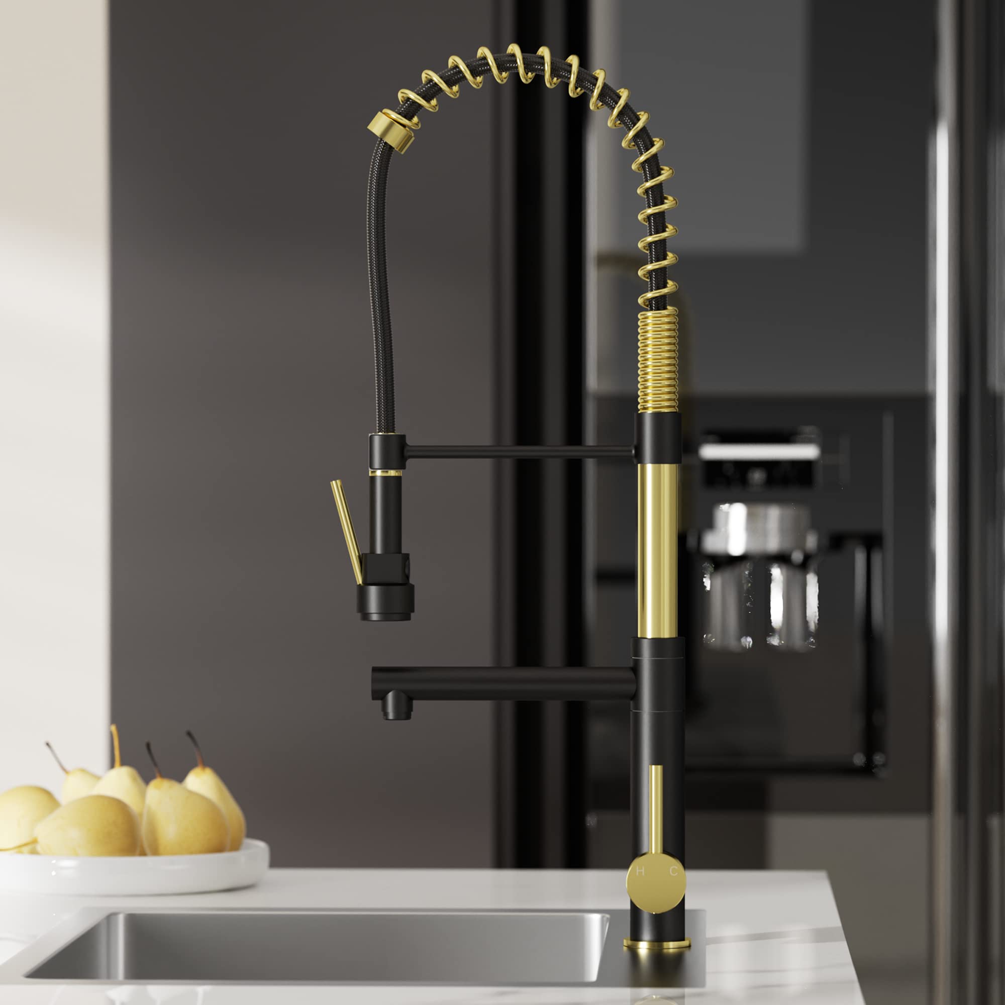 Commercial Pre-Rinse Kitchen Faucet with Pot Filler, Single Handle High ...