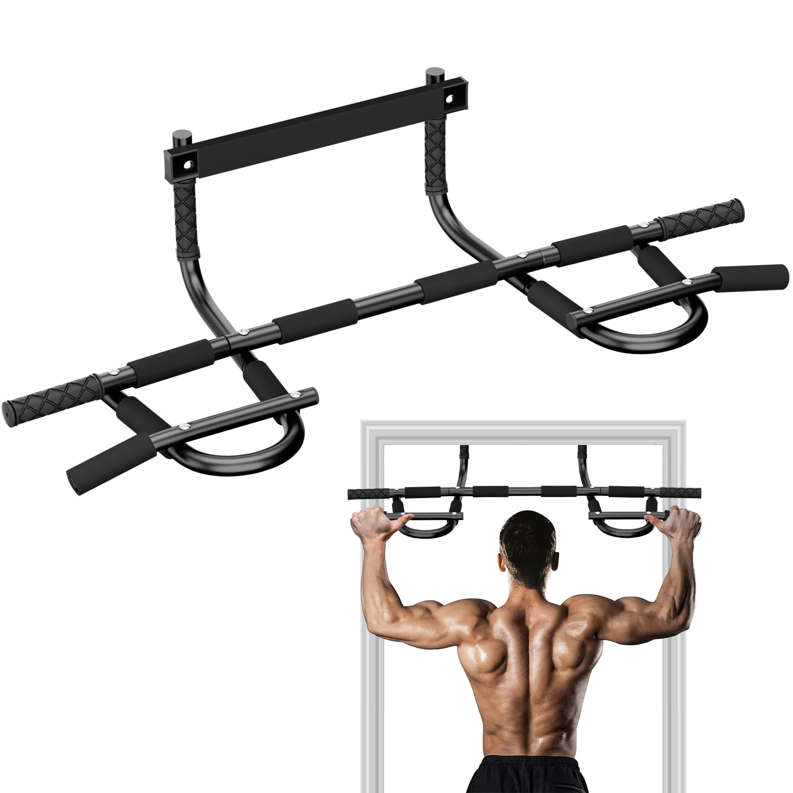 Snapklik.com : Pull Up Bar For Doorway - Multi-Grip Chin Up Bar Heavy ...