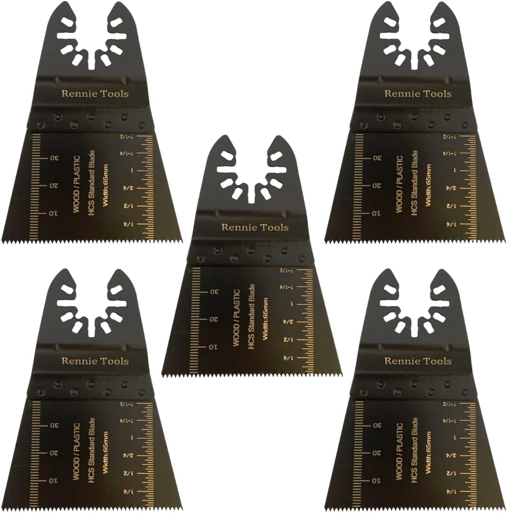 Pack of 5 x 65mm Wide Oscillating Multi Tool Blades/Wood Cutter Saw Blades Set Compatible with ...