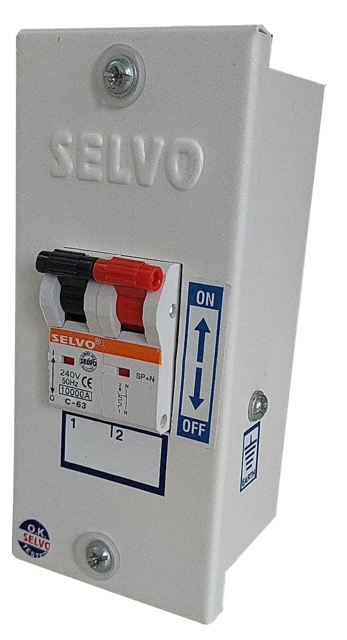 SELVO 2 Pole Metal Box & C-63A SPN MCB : Amazon.in: Home Improvement