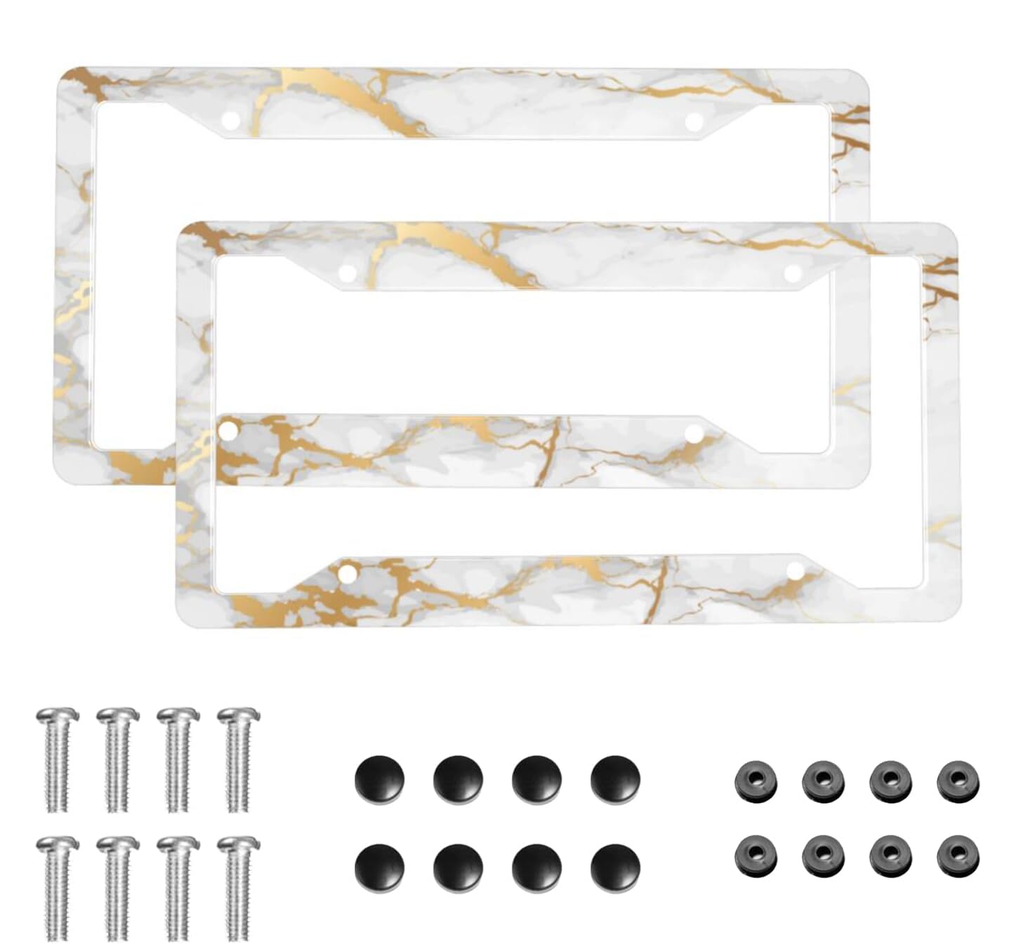 Amazon.com: Marble Gold License Plate Frame 2 Pack License Plate Holder ...