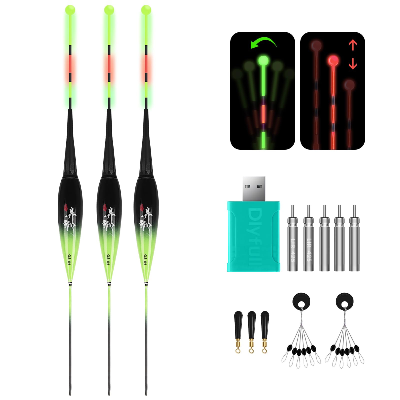Snapklik.com : Lighted Slip Bobbers Fishing Floats LED Bobber w/Charger ...