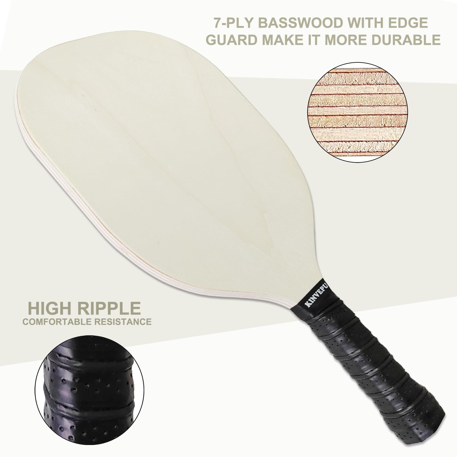 KINVEPU Pickleball Paddles,Pickleball Paddles Set of 4,Wood,Premium ...