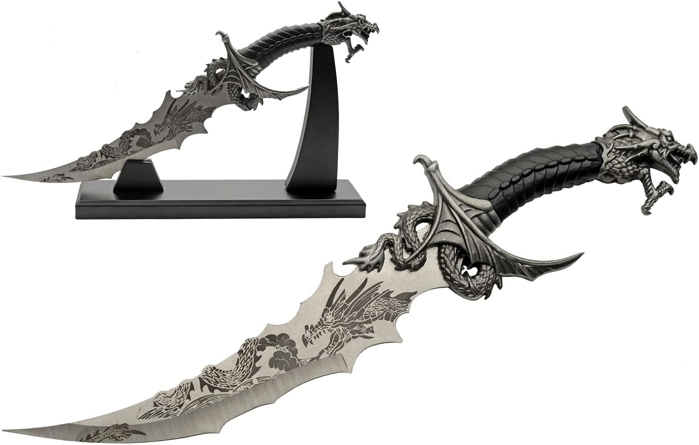13” Decorative Fantasy Sea Dragon Dagger Collector’s Knife With Display ...
