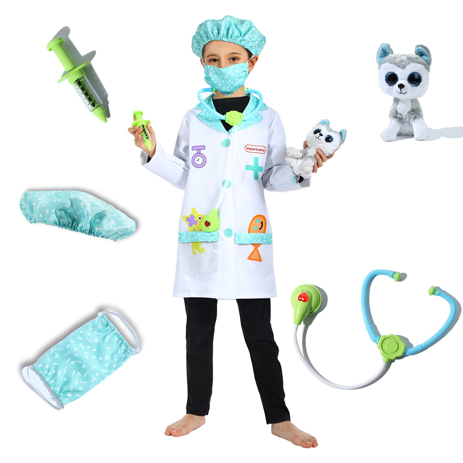 Snapklik.com : Rabtero Kids Veterinarian Costume, Vet Lab Coat Costume ...