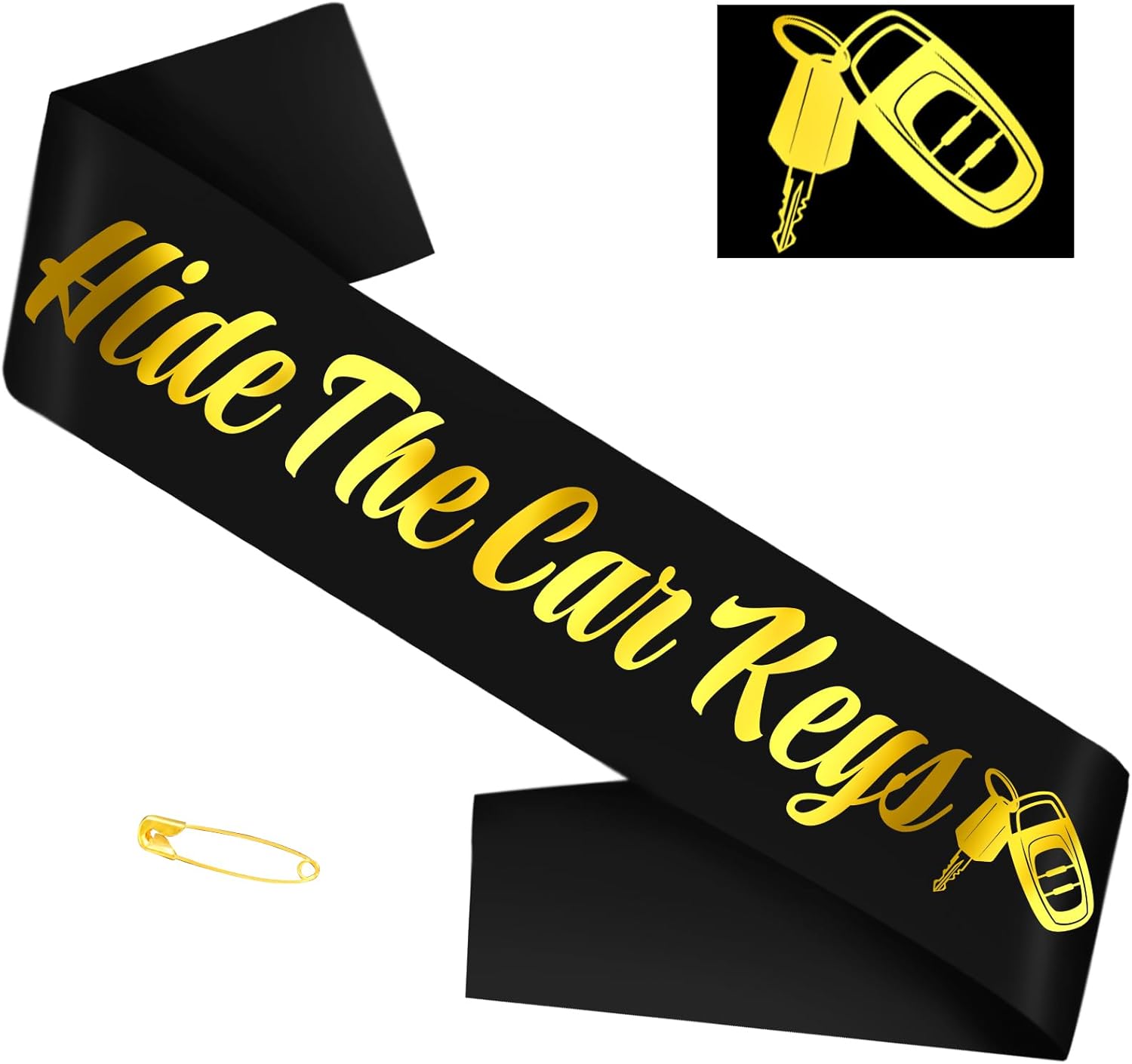 Amazon.com: Hide The Car Keys Sash, Black 16th Birthday Sash With Gold ...
