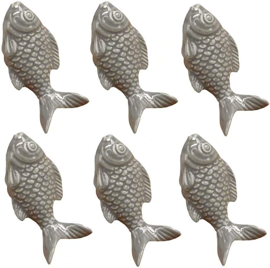 FirstDecor Grey Drawer knob -6PCS Retro Simple Style Fish Shape Ceramic ...