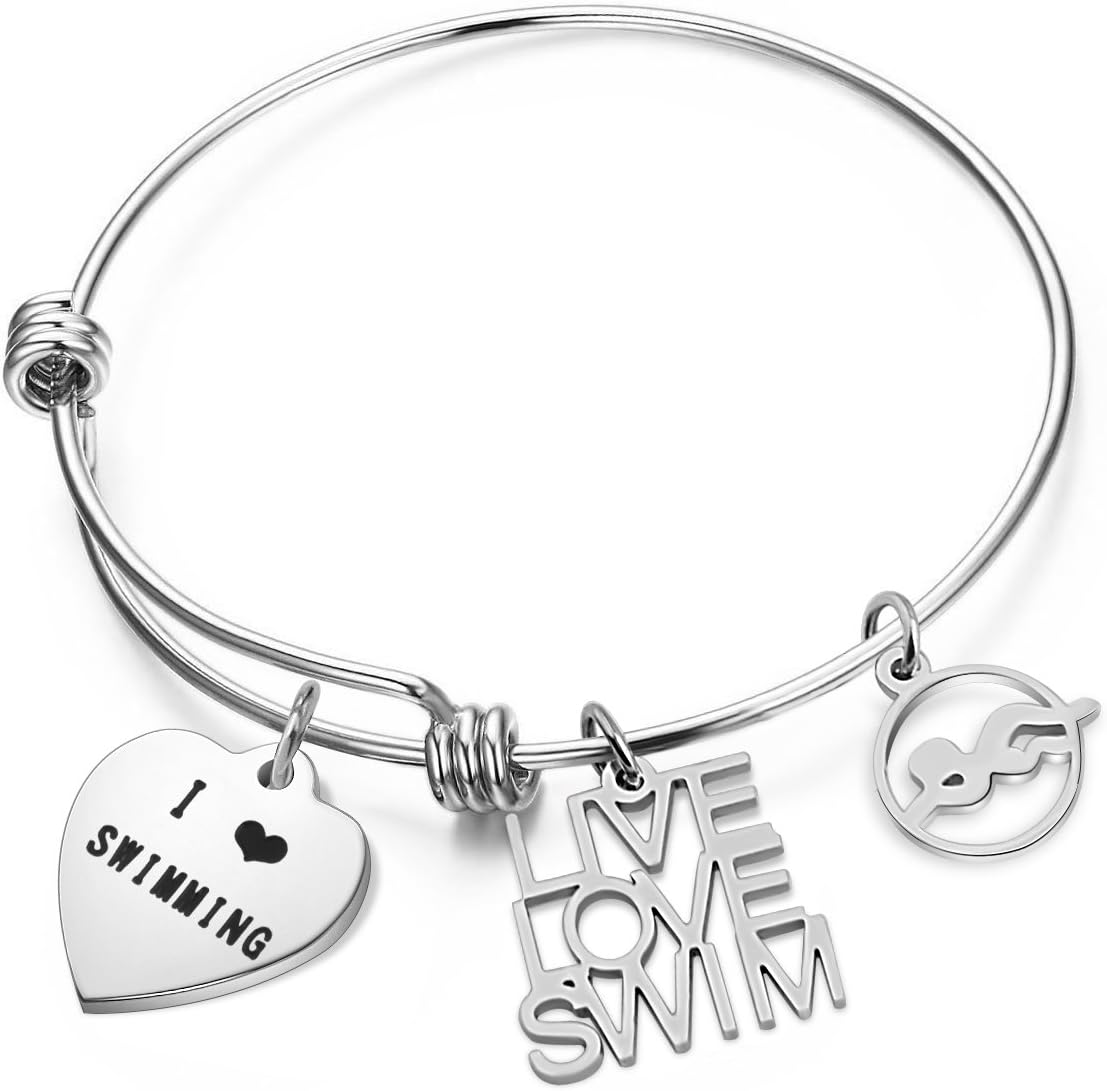 Amazon.com: TGBJE Swimming Lover Gift I Love Swimming Bracelet ...