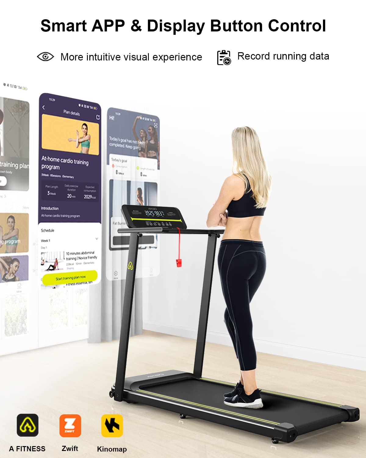 AKSO Folding Treadmill with Desk for Home Office Small Space, Foldable ...