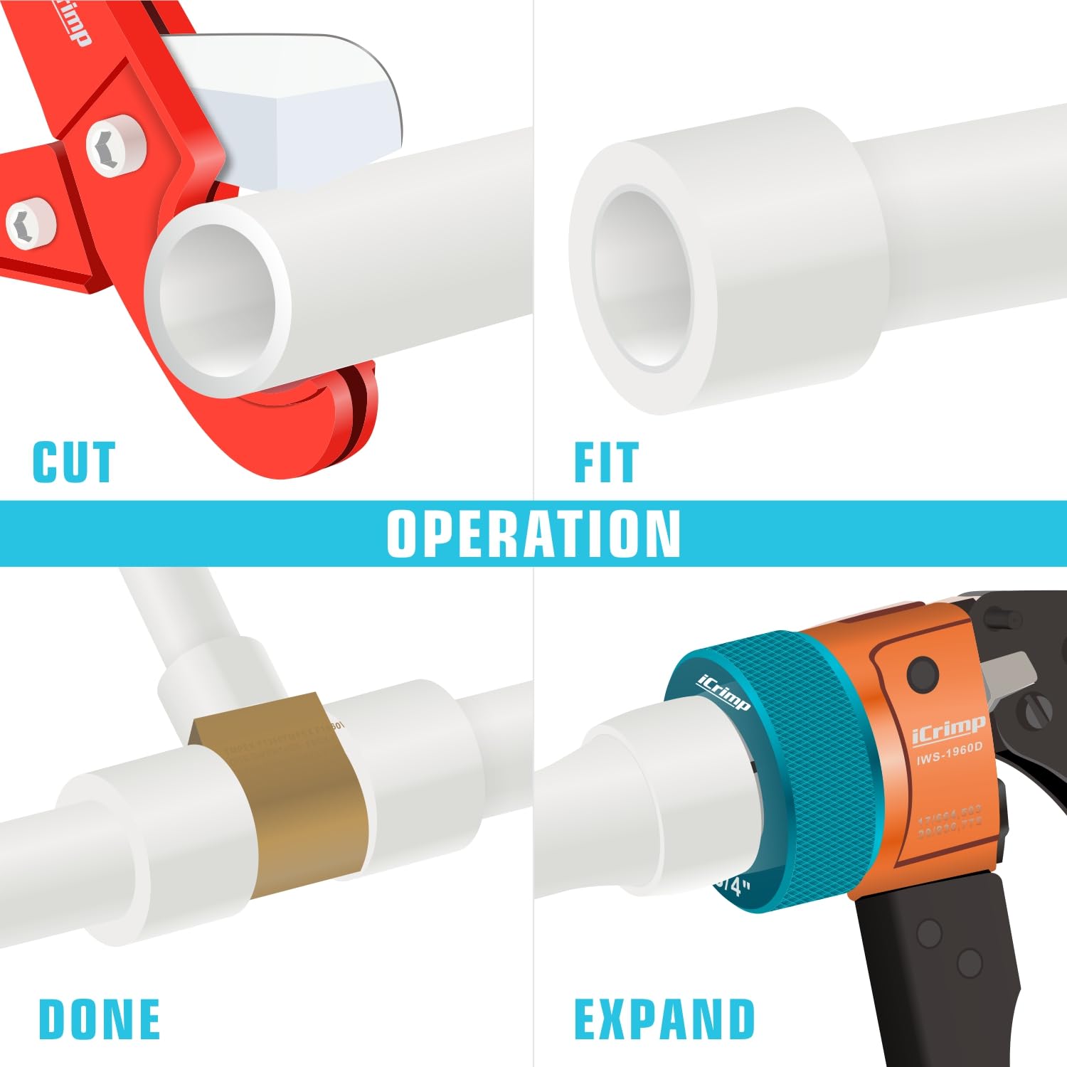 Snapklik.com : iCrimp Ratcheting Pex Expansion Tool Kit Auto Rotation ...