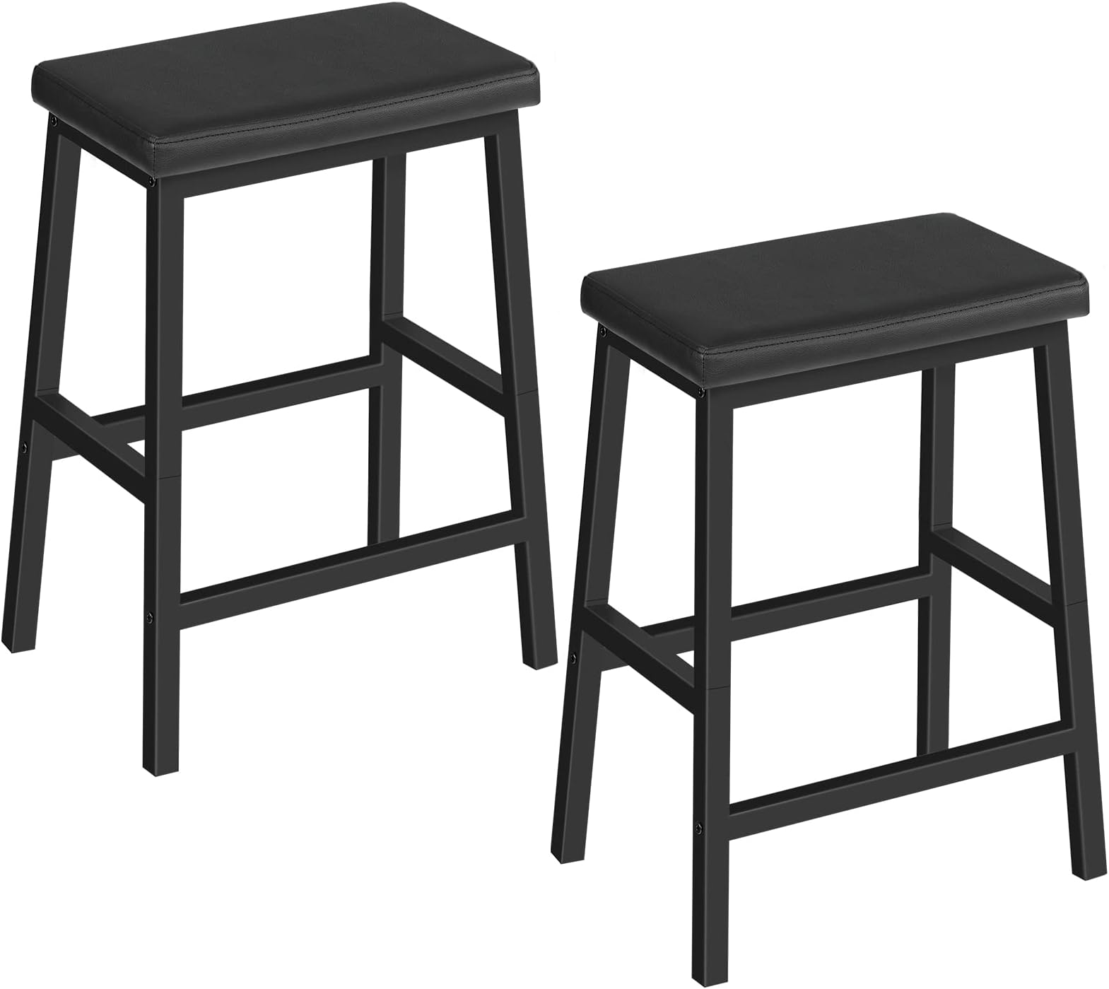 HOOBRO Bar Stools, Set of 2 Bar Chairs, PU Leather Upholstered ...
