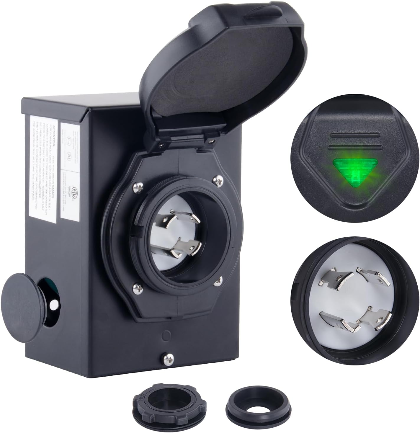 EilxMag 30 Amp Generator Power Inlet Box, NEMA L14-30P PB30 Power Inlet ...