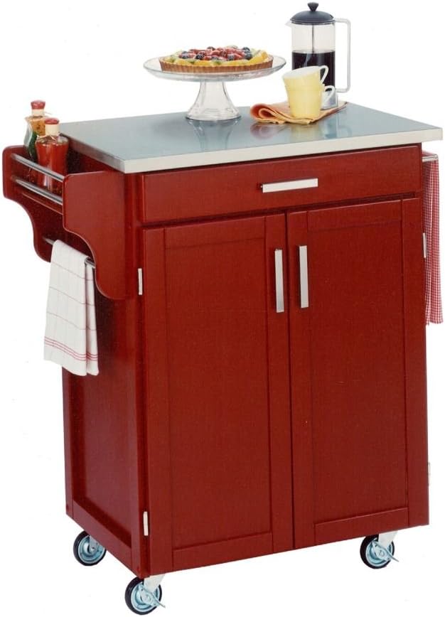 Amazon.com: Home Styles Red Cuisine Cart with Stainless Steel Top 9001 ...