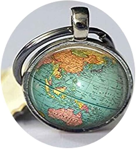 Globe Keychain World Map Planet Earth Geography Key Chain Key Fob ...