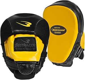 Amazon.co.jp: BODYMAKER Punching Mitt, Curve Pro, Black x Yellow ...