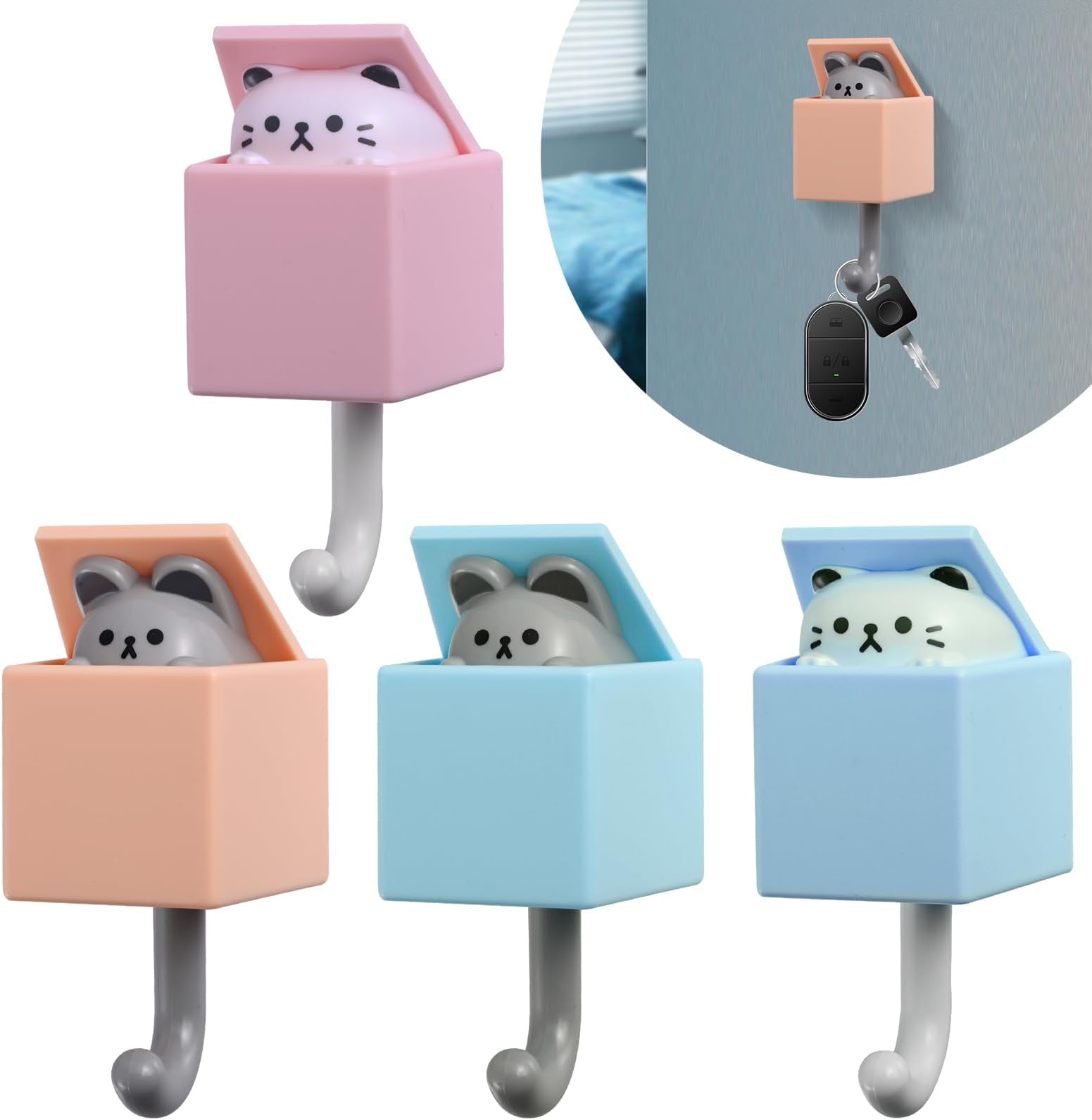 Amazon.com: Snnshun Cat Key Hook Cute Coat Hooks for Wall Creative Wall ...