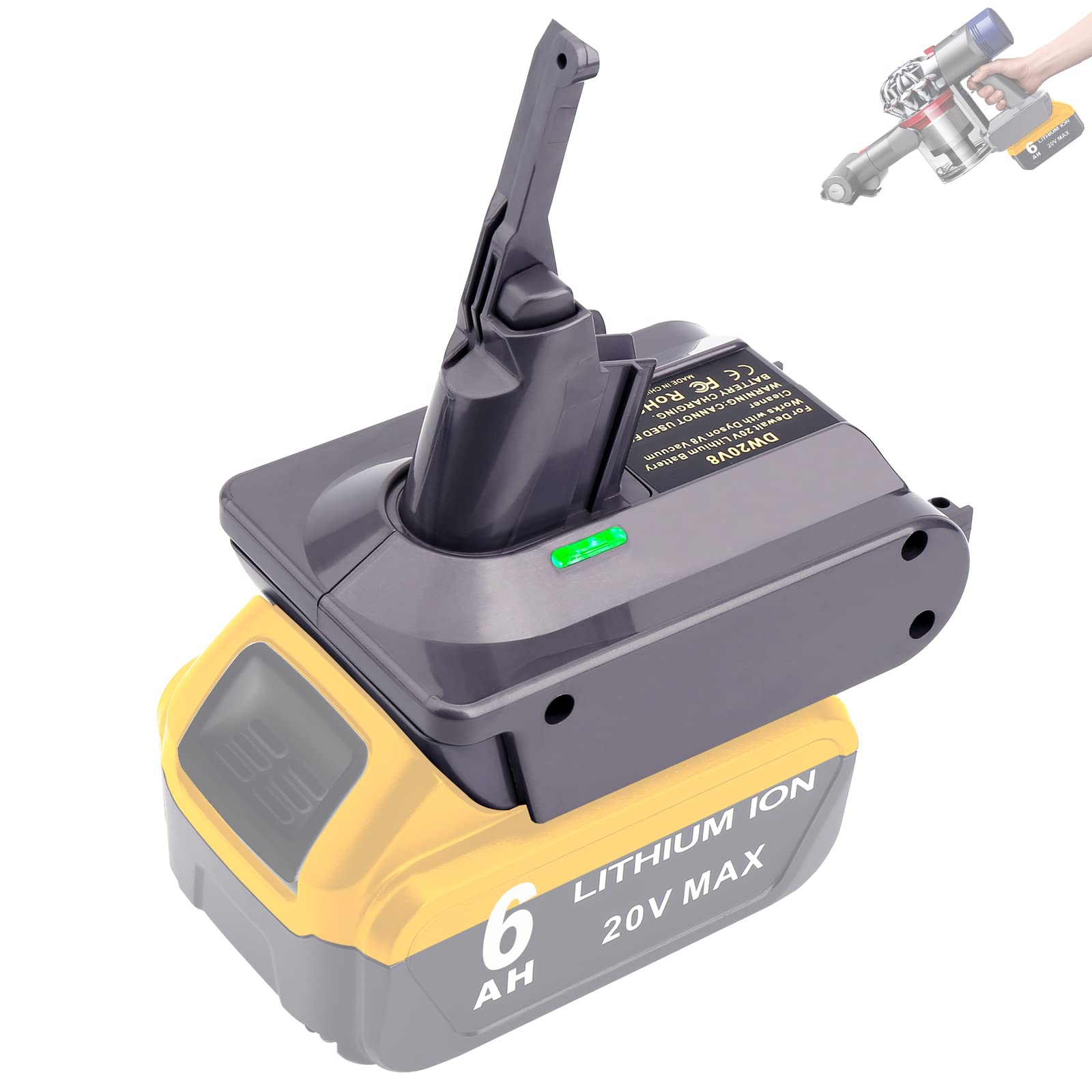 Biswaye V8 Battery Adapter Compatible with Dewalt 20V 60V Battery to ...