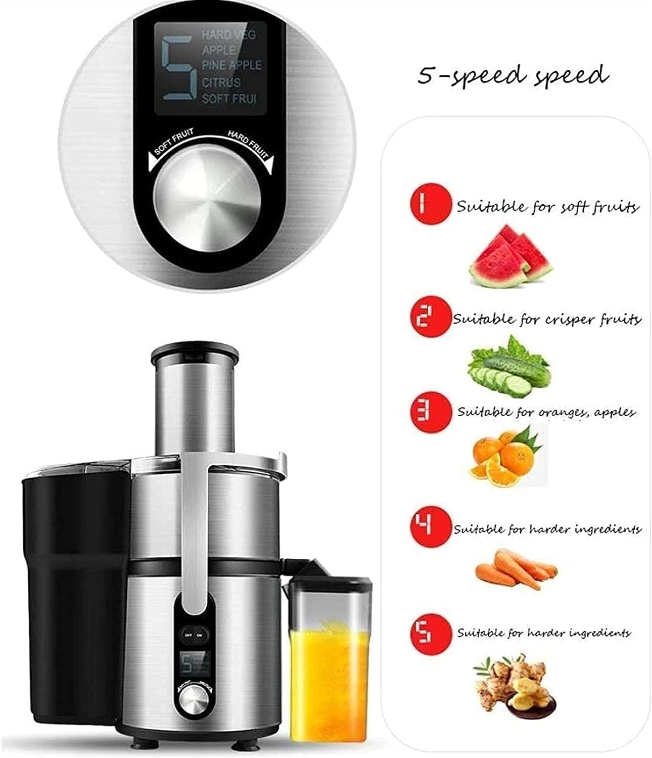 Extractor de jugo máquina exprimidora con boca ancha de 3 pulgadas ...