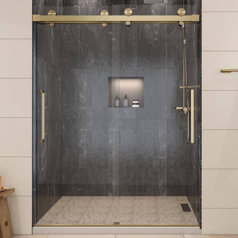 EUROTECH SHOWERS Windsor 56.5-60" W x 78" High 3/8" Twinglide Frameless ...