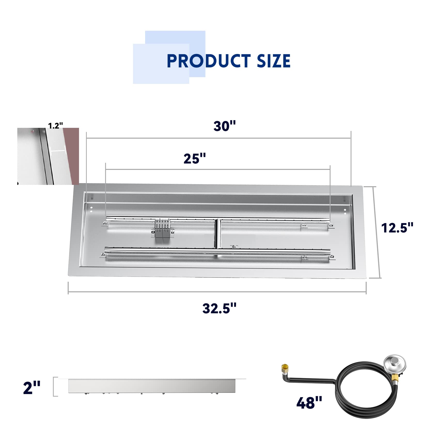 Snapklik.com : Skyflame 30" Rectangle Stainless Steel Fire Pit Drop-in ...