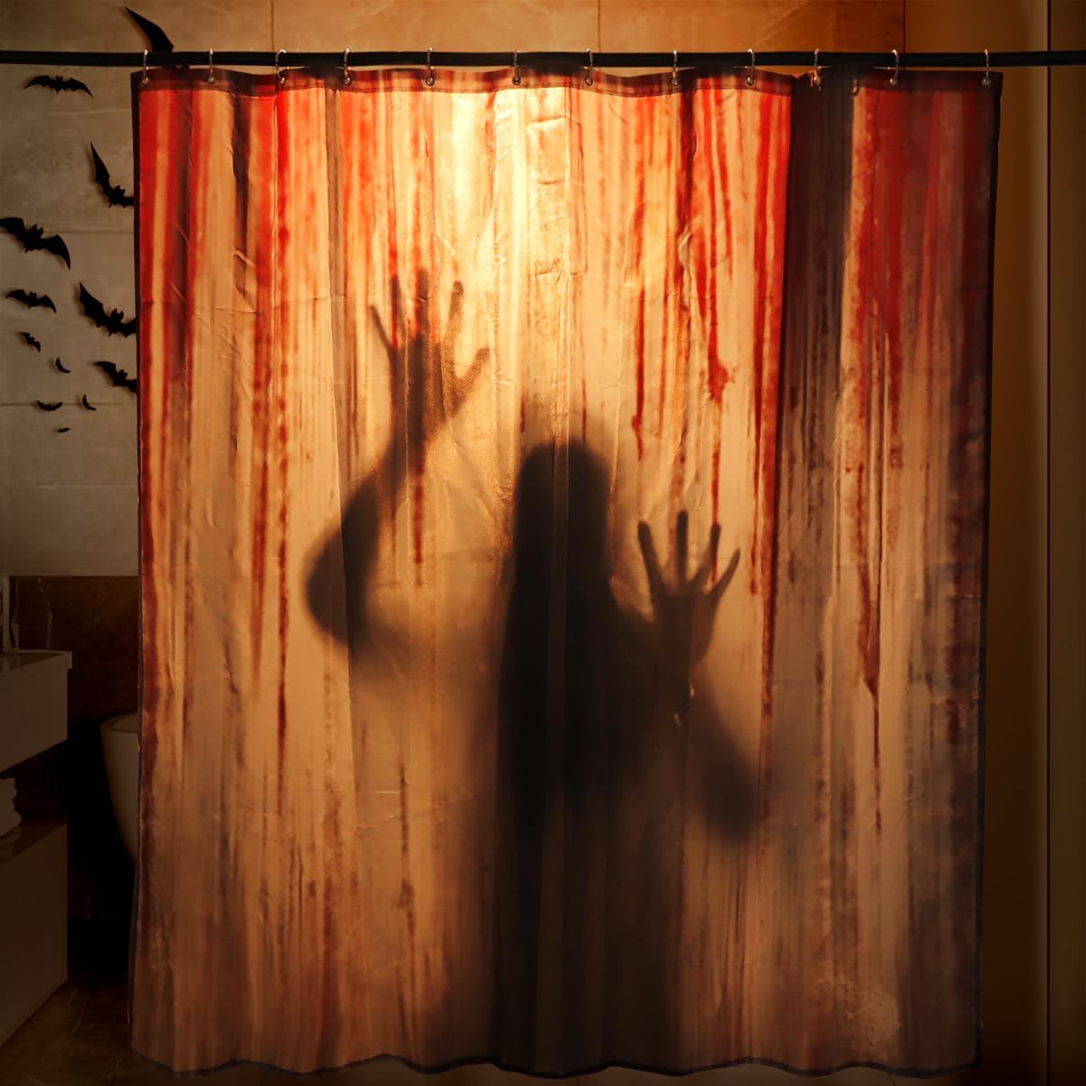Amazon.com: Halloween Shower Curtain Set: Spooky Female Blood Ghost ...