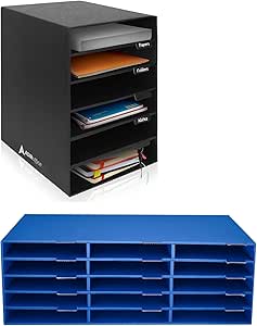 Amazon.com : AdirOffice Cardboard Paper Organizer (15 Slot, Blue ...