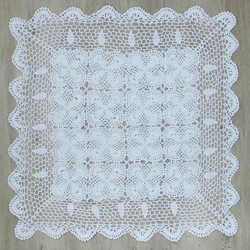 Amazon.com: Phantomon Square Crochet Tablecloth 100% Cotton Handmade ...