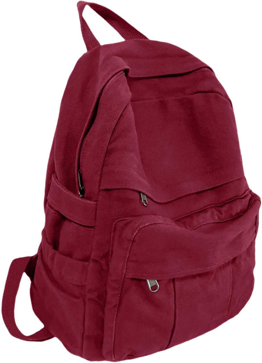 Amazon.com: GAMLFL Burgundy Red Canvas Backpack for Women Retro ...