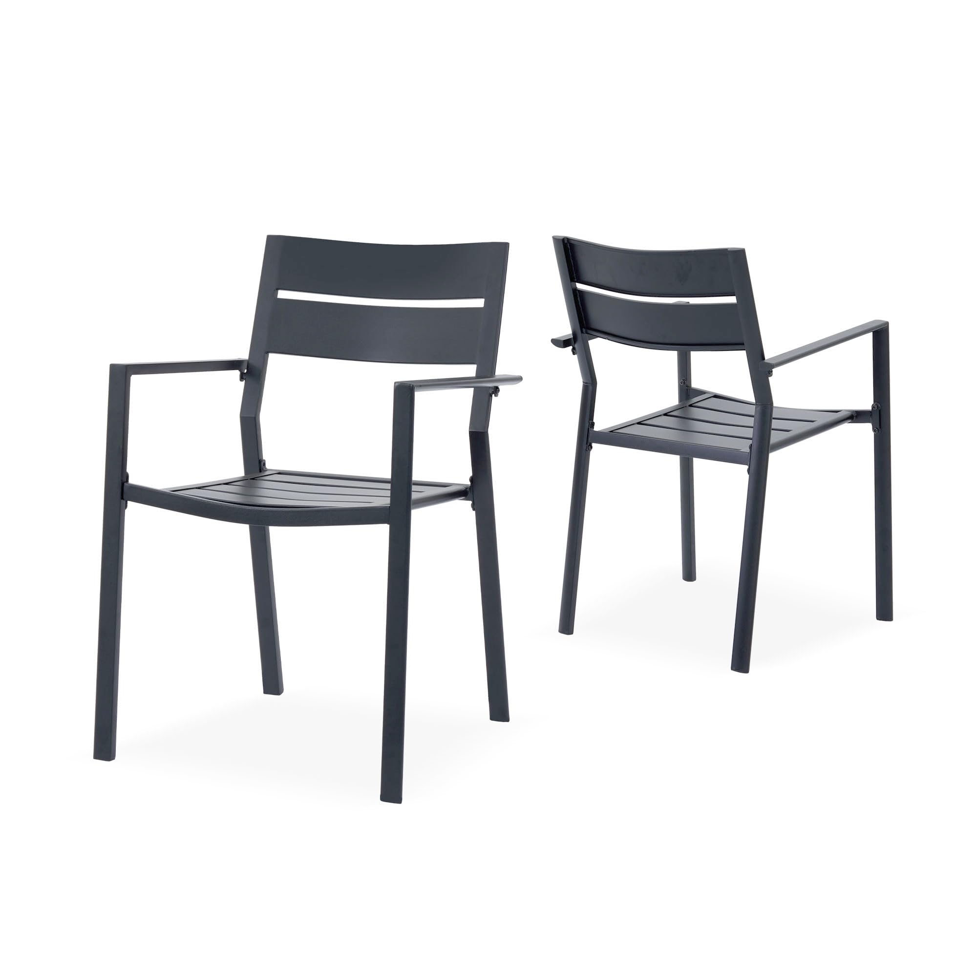 Snapklik.com : Stackable Patio Chairs Set Of 2, Metal Outdoor Chair Set ...