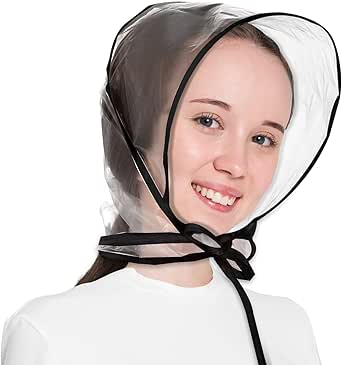 12 Pcs Rain Bonnet with Plastic Visor, Clear Waterproof Rain Scarf ...