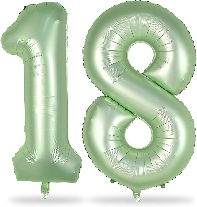 Amazon.com: 18th Birthday Balloons Sage Green for Girls, 40 Inch Giant ...