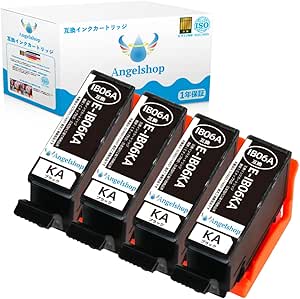 Amazon.co.jp: 【Angelshop】 IB06KA ブラック 4本セット エプソン 用 互換 インクカートリッジ 【 めがね プリンター インク 】 残量表示機能付 ICチップ ...