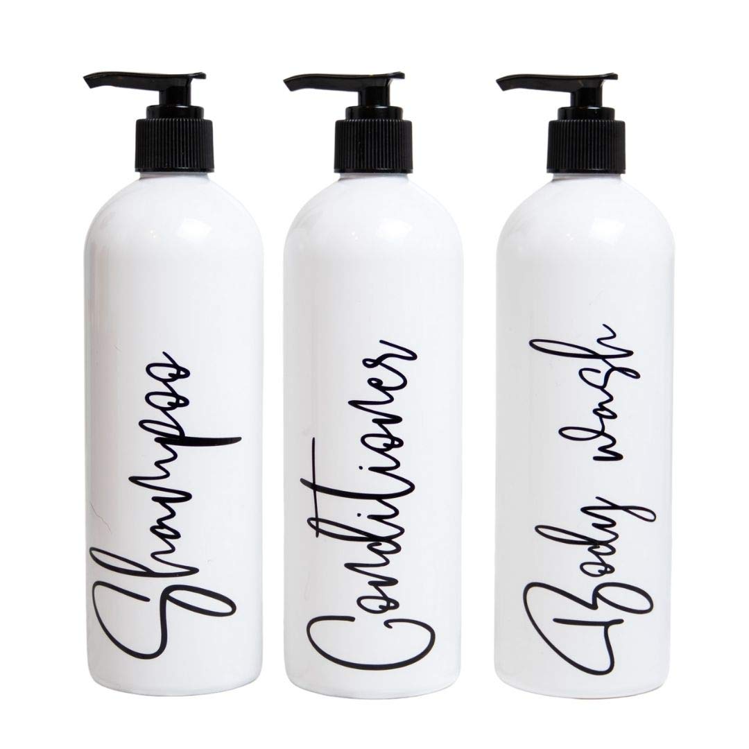 Heartland Lettering Modern Shampoo Bottles with Pump, Shampoo and ...